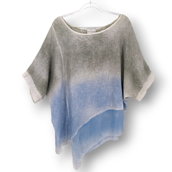 Belle France | Tops | Belle France Linen Silk Chiffon Top Womens Xl ...
